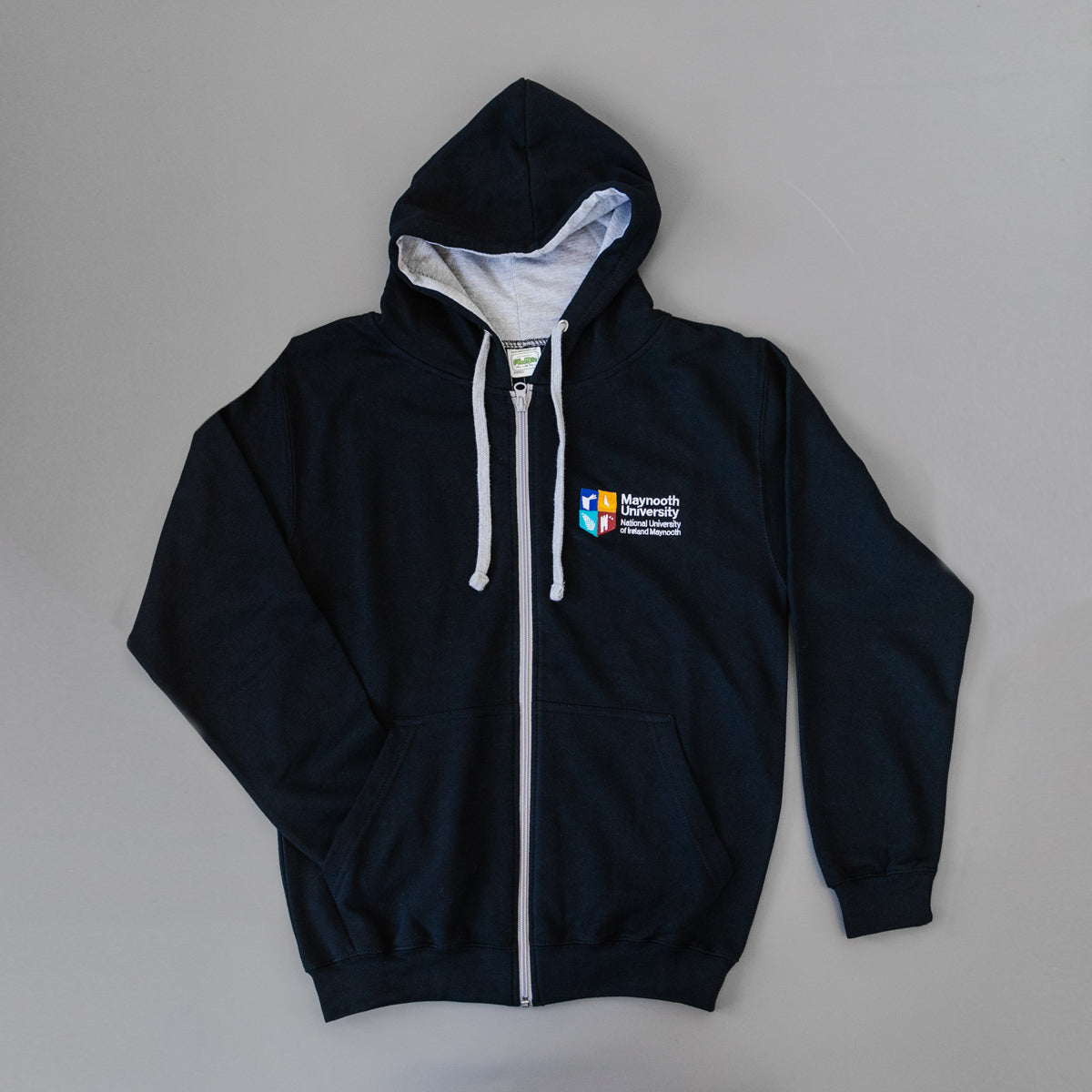 MU Navy/Grey Crested Hoodie – Maynooth Students' Union